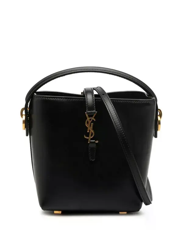Saint Laurent Shiny Calfskin Le 37 Bucket Bag Satchel - Black