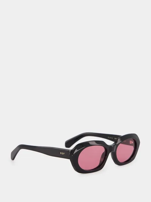 RETROSUPERFUTURE Epoca Fragolina Oval Sunglasses In Black And - Pink