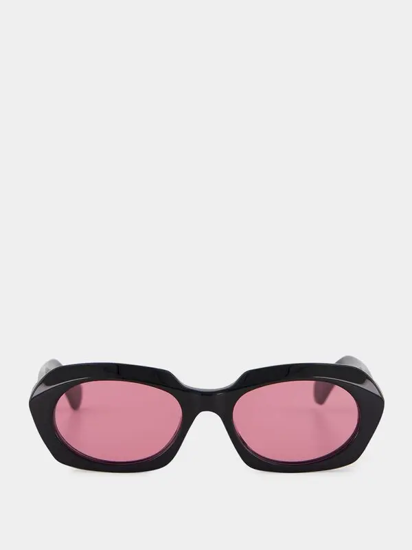 RETROSUPERFUTURE Epoca Fragolina Oval Sunglasses In Black And - Pink