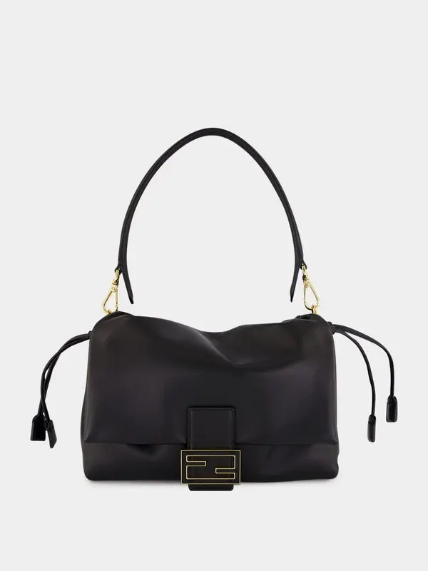 Fendi Mamma Baguette Medium Bag In Nappa Leather - Black