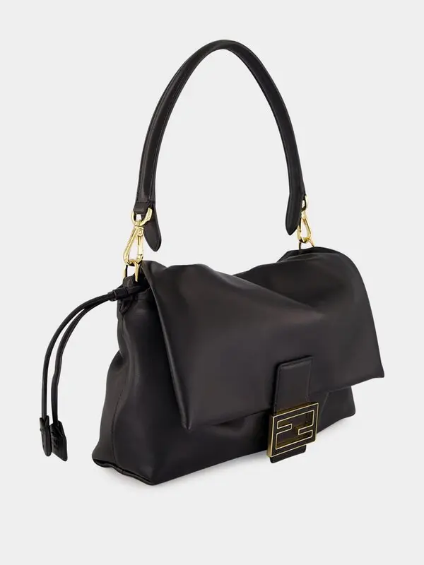 Fendi Mamma Baguette Medium Bag In Nappa Leather - Black