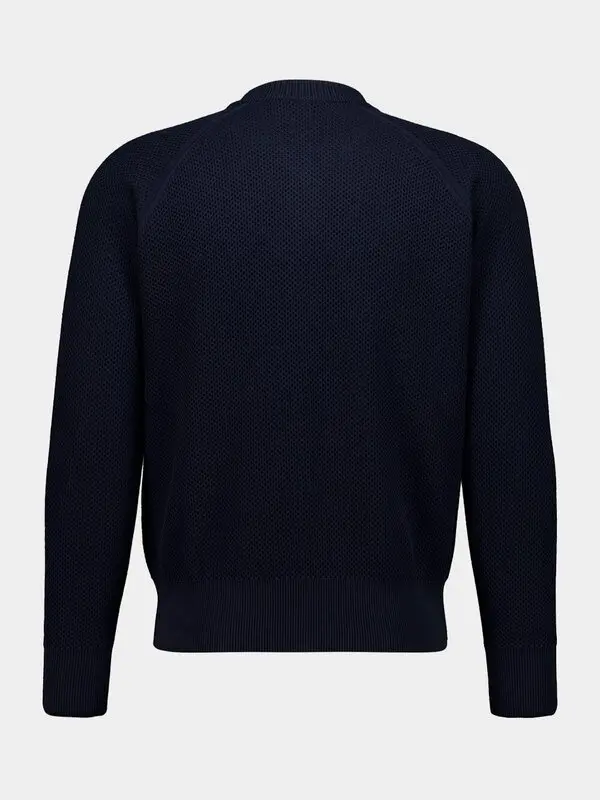 PIACENZA CASHMERE 1733 Navy Cotton Textured Zip-up Bomber Jacket