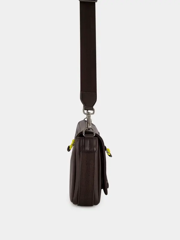 Fendi Chocolate Calfskin Leather Flux Messenger Bag - Brown