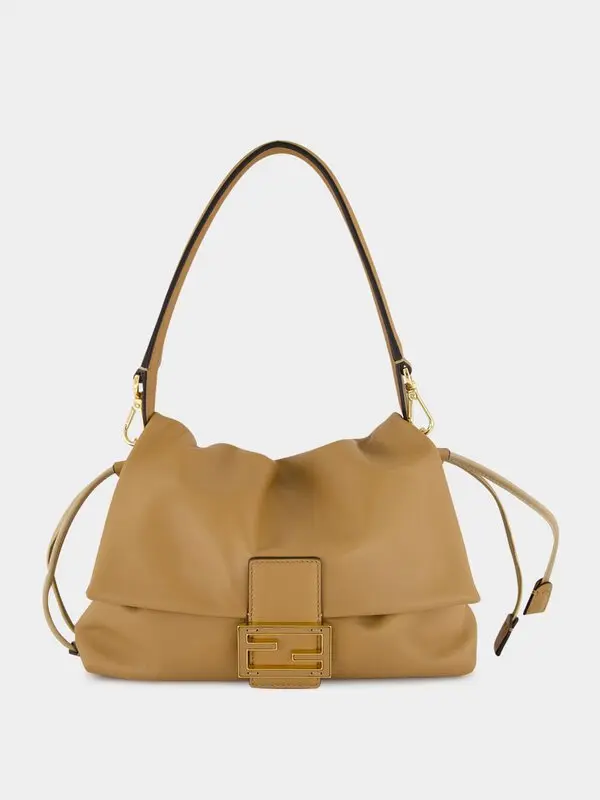 Fendi Mamma Baguette Medium Bag In Nappa Leather - Beige