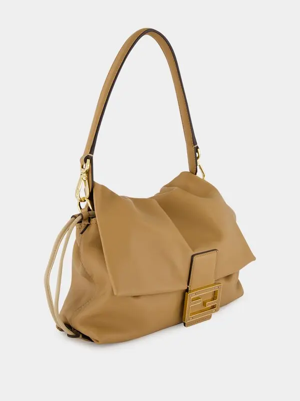 Fendi Mamma Baguette Medium Bag In Nappa Leather - Beige