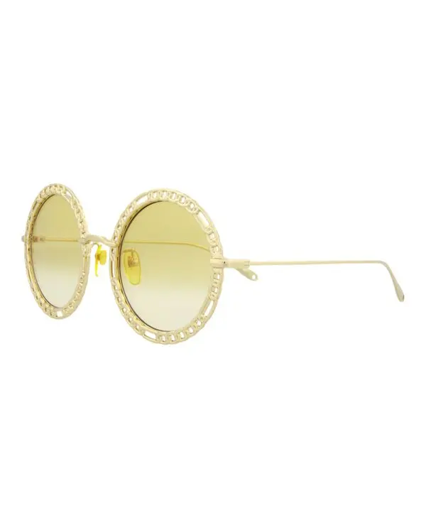 Gucci Round Frame Sunglasses - Gold/yellow (gg1113s