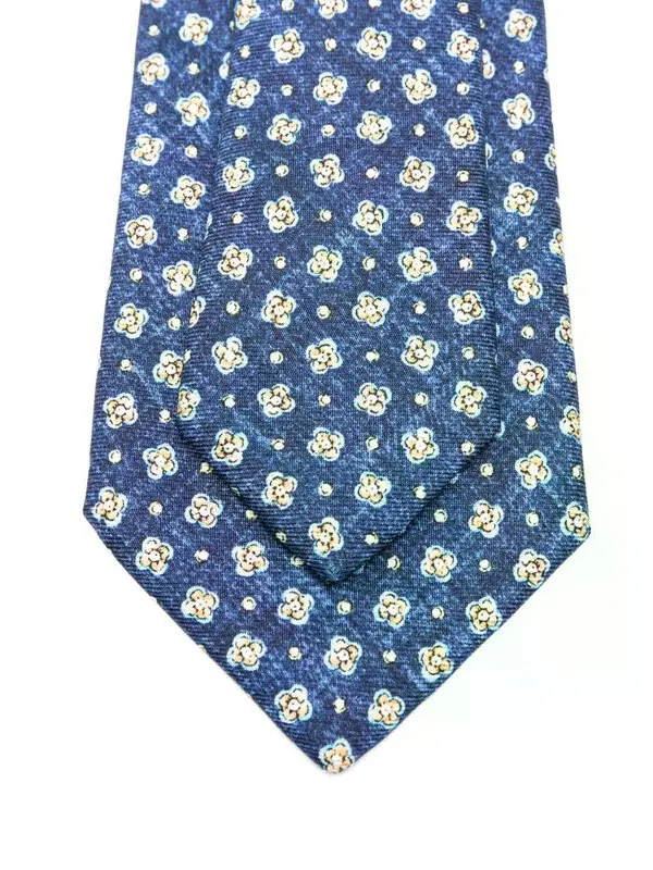 Kiton Silk Floral Print Neck Tie