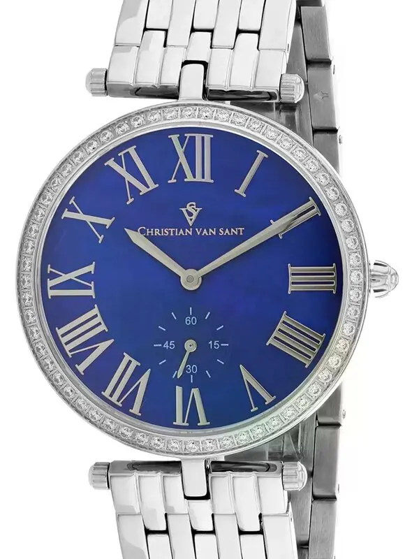 CHRISTIAN VAN SANT 36mm Watch With Mother-of-pearl Dial And Crystal Embellishments - Blue