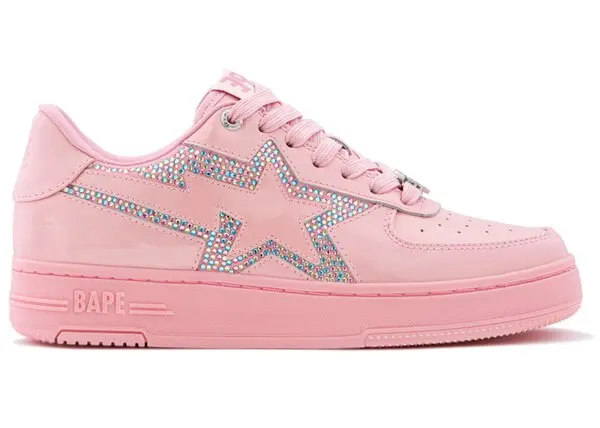 A BATHING APE Sta Icon Low Patent Rhinestone Sneakers