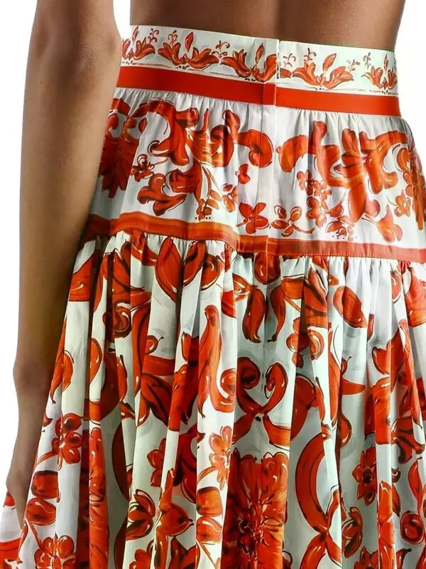 Dolce & Gabbana Majolica Print Poplin Maxi Skirt