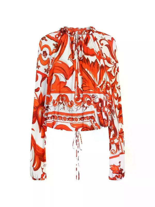 Dolce & Gabbana Majolica Print Organzine Blouse