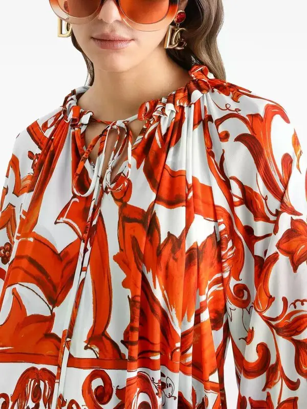 Dolce & Gabbana Majolica Print Organzine Blouse
