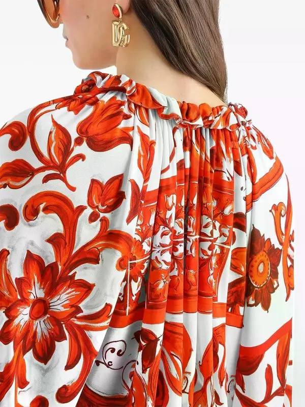 Dolce & Gabbana Majolica Print Organzine Blouse