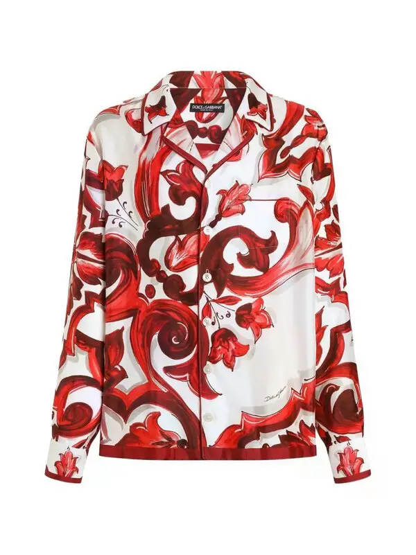 Dolce & Gabbana Majolica-print Vanity Twill Shirt - Red