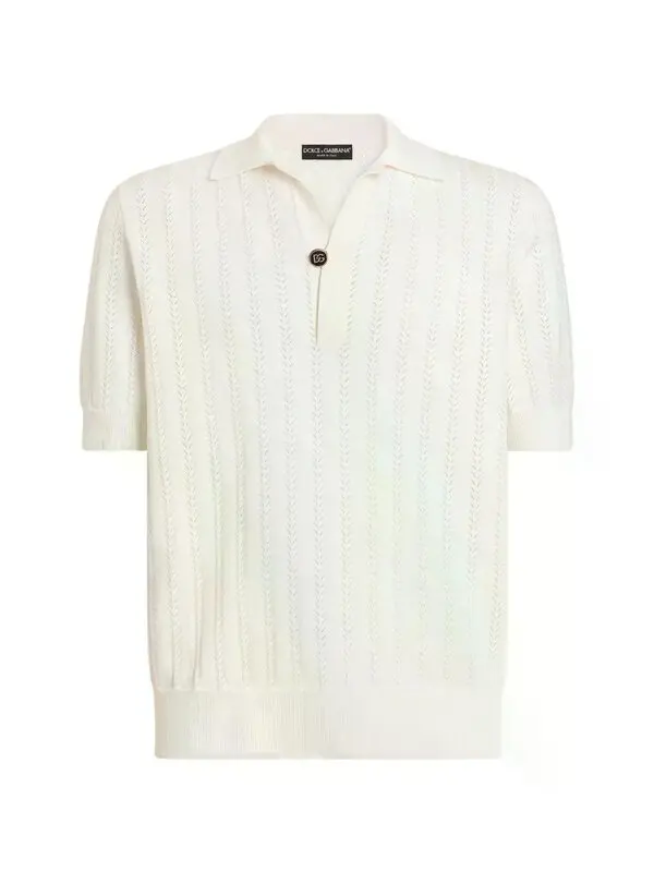 Dolce & Gabbana Polo Shirt In Perforated Cotton
