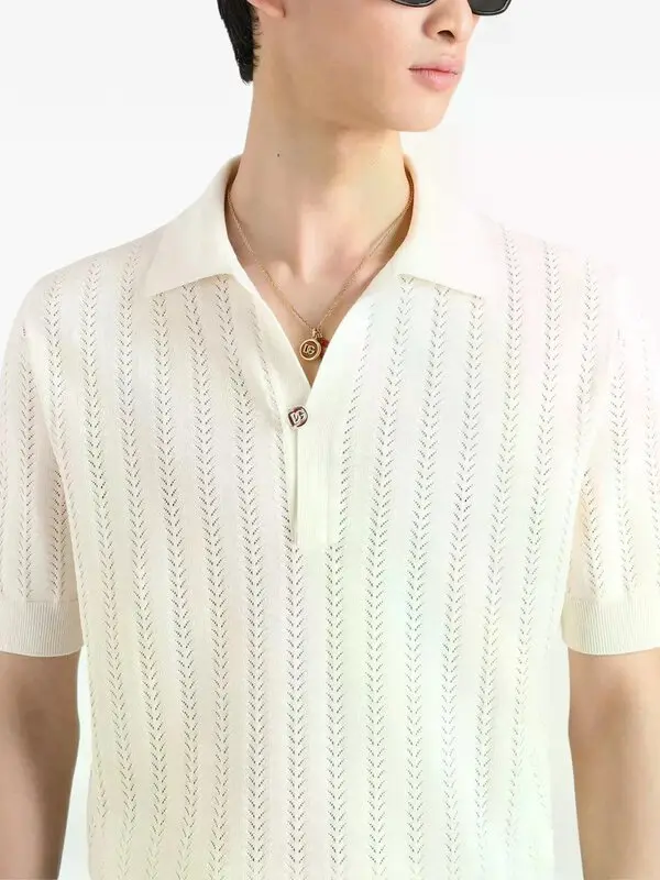 Dolce & Gabbana Polo Shirt In Perforated Cotton