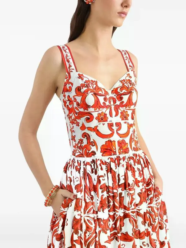 Dolce & Gabbana Majolica Print Poplin Dress