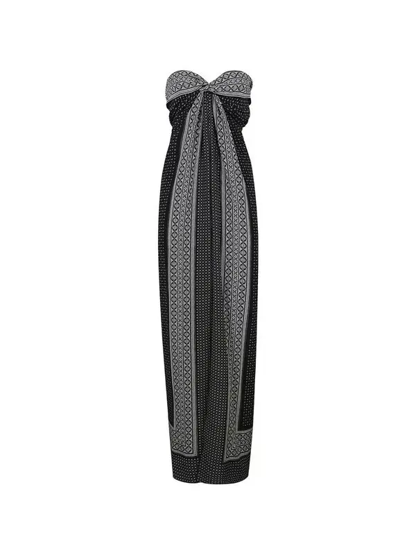 Ermanno Scervino Strapless Geometric Print Maxi Dress - Black