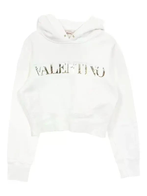 Valentino Garavani Cropped Logo Hoodie - White