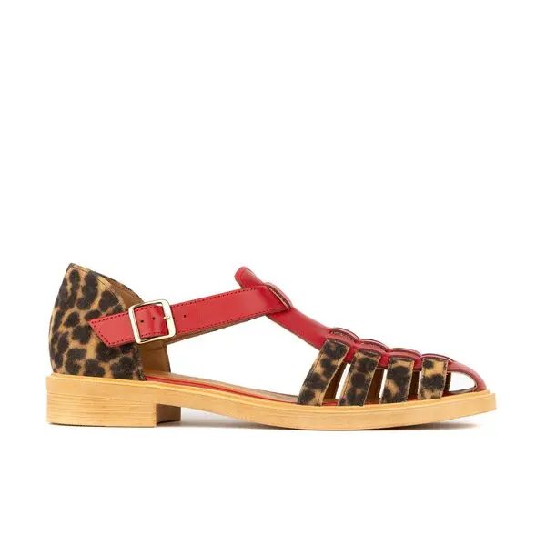 EMBASSY LONDON USA Leopard Print Fisherman Sandals