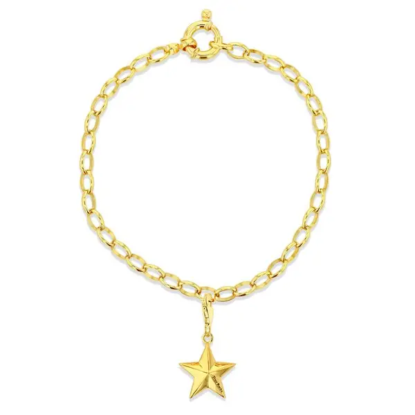 TRUE ROCKS Mini Star Charm Belcher Bracelet In Plated Sterling Silver - Gold