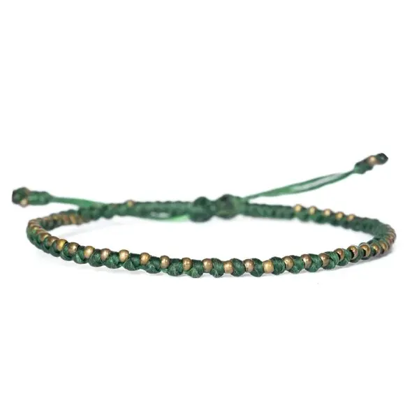 HARBOUR UK BRACELETS Rope And Bronze Bead Bracelet - Green