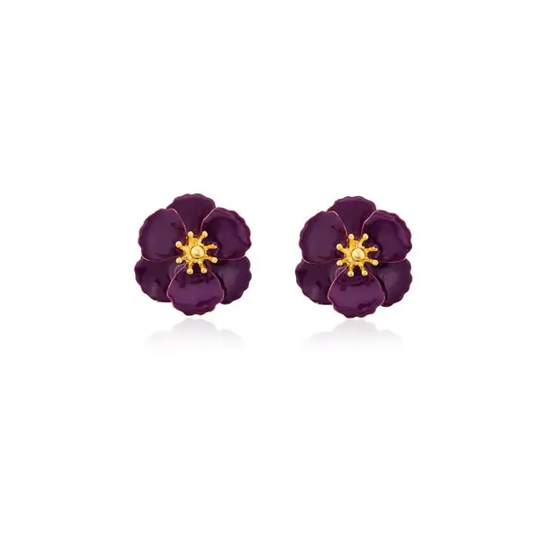 MILOU JEWELRY Blossom Flower Earrings - Purple