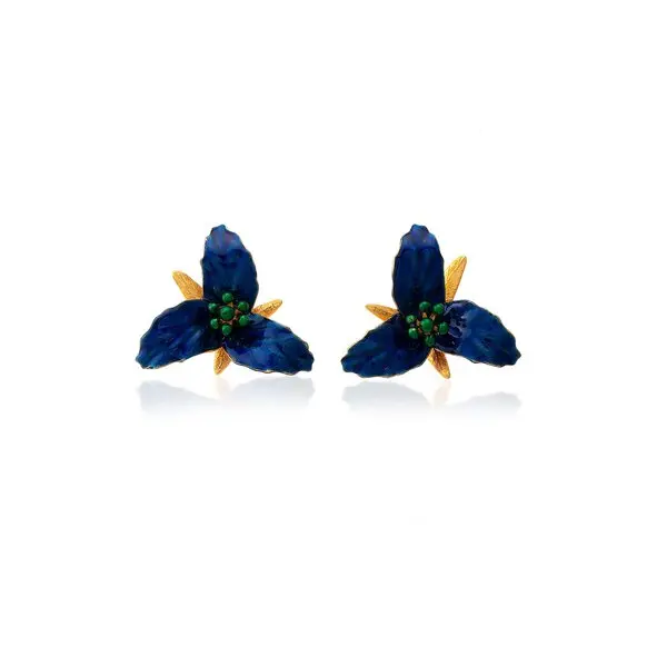 MILOU JEWELRY Navy Lily Flower Earrings - Blue