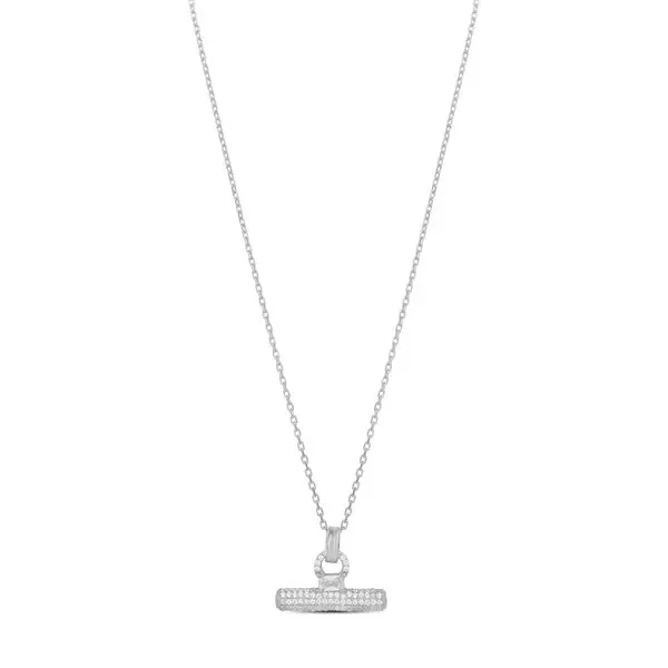 SHYMI Pave T Bar Necklace - Silver