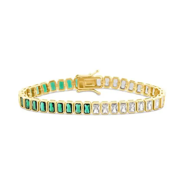SHYMI Emerald Cut Tennis Bracelet - Green/gold