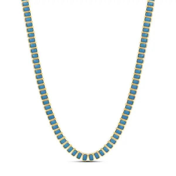 SHYMI Emerald Turquoise Tennis Necklace - Gold