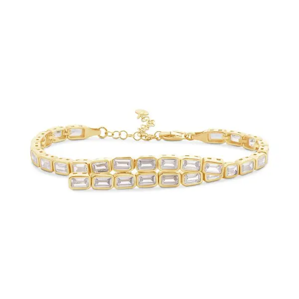 SHYMI Emerald Cut Bezel Set Tennis Bracelet - Gold