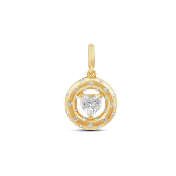 SHYMI Scattered Round Heart Charm With Cubic Zirconia In Rhodium-plated Sterling Silver - Gold