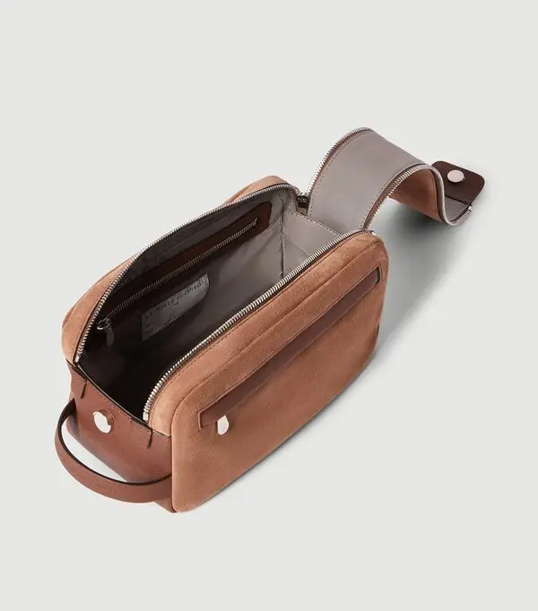 Brunello Cucinelli Suede And Leather Wash Bag