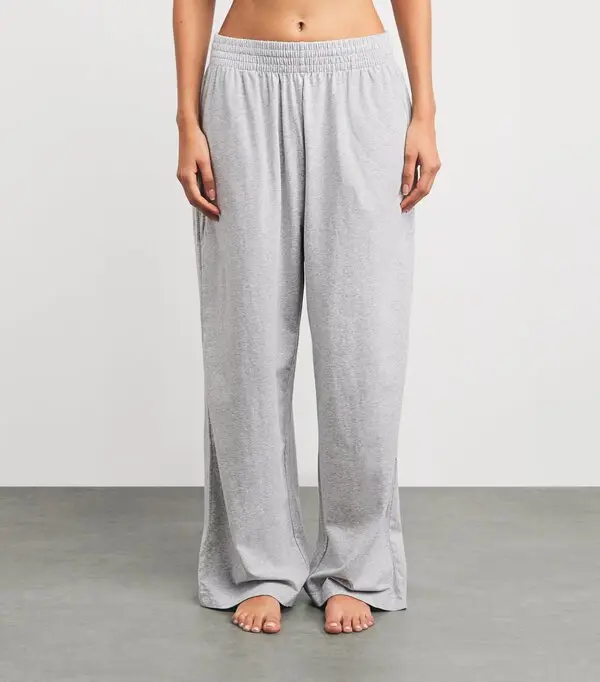 SKIMS Stretch-cotton Wide-leg Sweatpants - Grey
