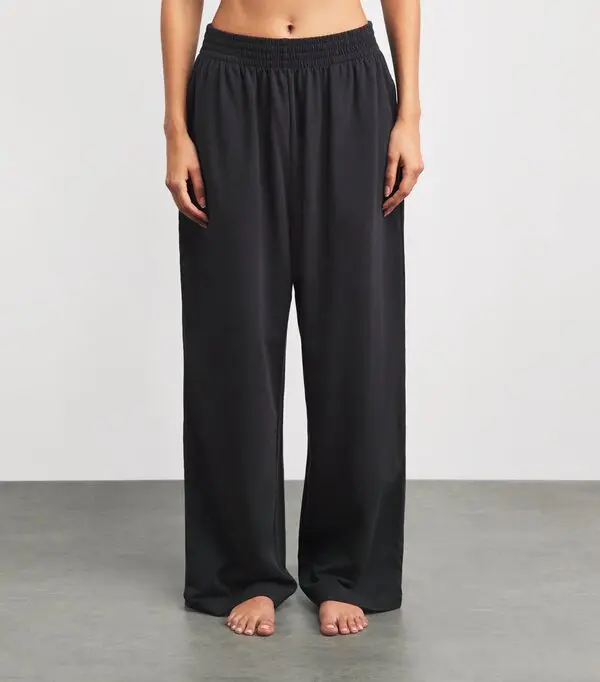 SKIMS Stretch-cotton Wide-leg Sweatpants - Black