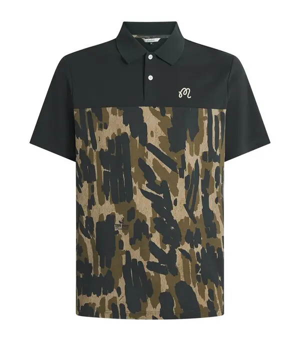 MALBON Tour Divot Camo Polo Shirt - Brown