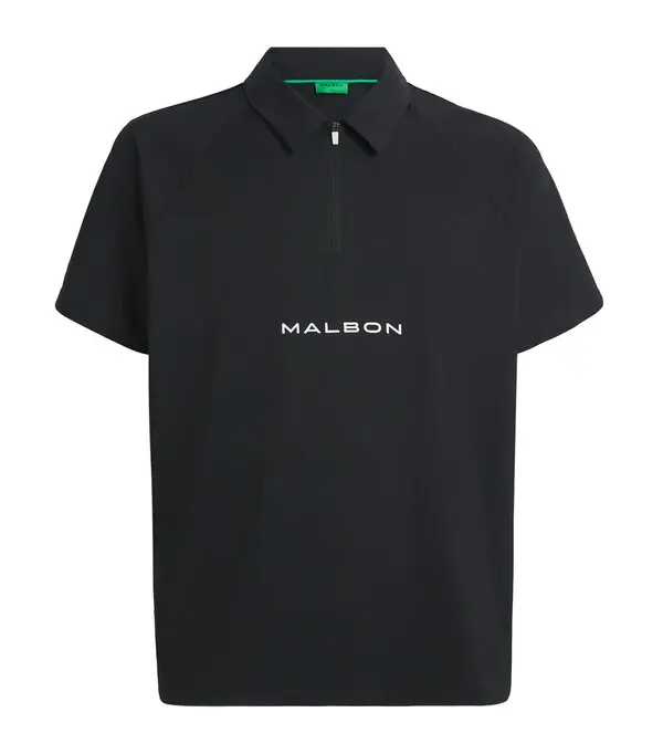 MALBON Performance Zip Raglan Polo Shirt - Black