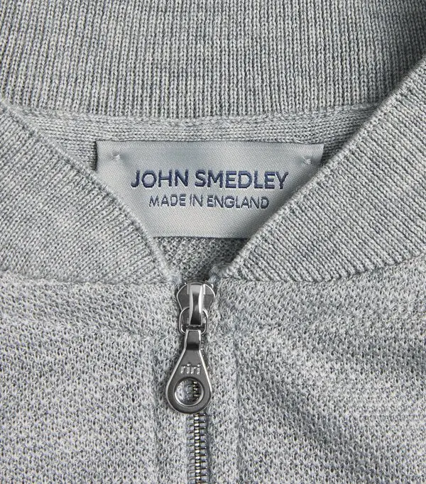John Smedley Merino Wool Textured Zip-up Cardigan - Grey