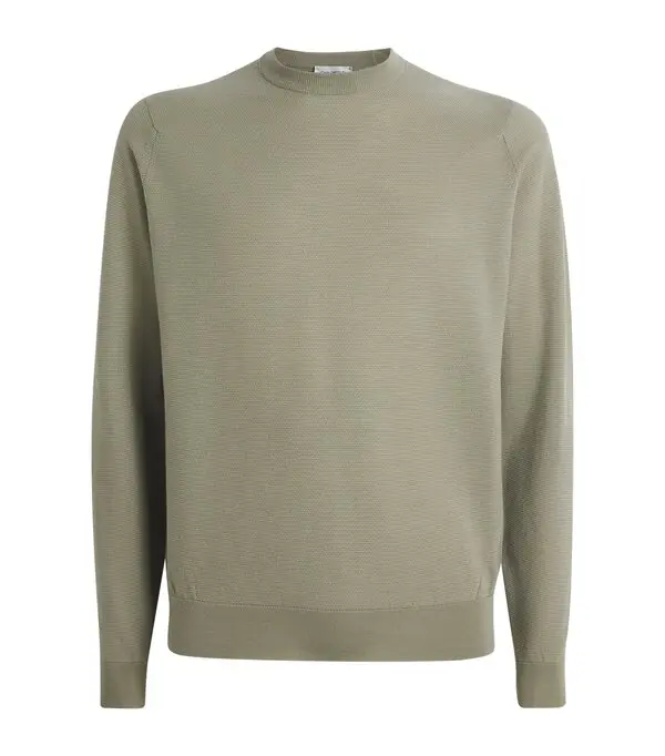 John Smedley Merino Wool Textured Crew Neck Sweater