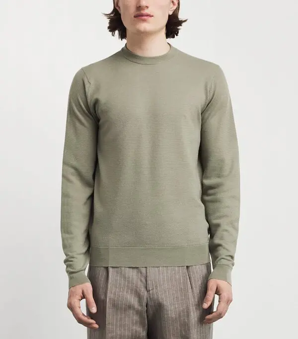 John Smedley Merino Wool Textured Crew Neck Sweater
