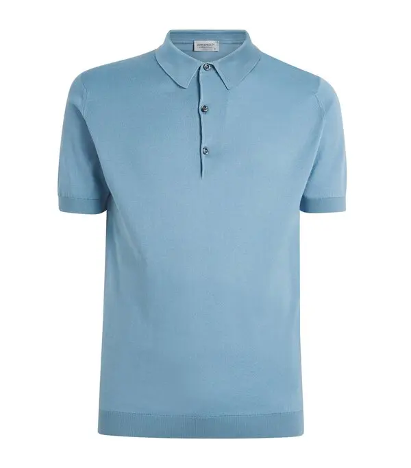 John Smedley Sea Island Cotton Adrian Polo Shirt - Blue