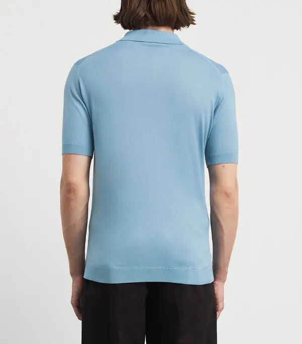 John Smedley Sea Island Cotton Adrian Polo Shirt - Blue
