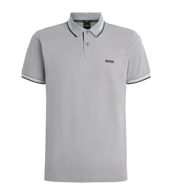 BOSS Stretch-cotton Logo Polo Shirt - Grey