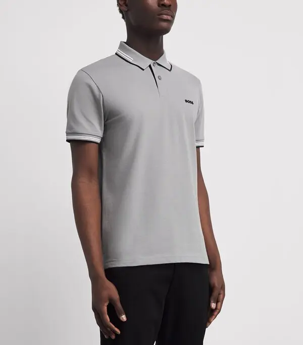BOSS Stretch-cotton Logo Polo Shirt - Grey
