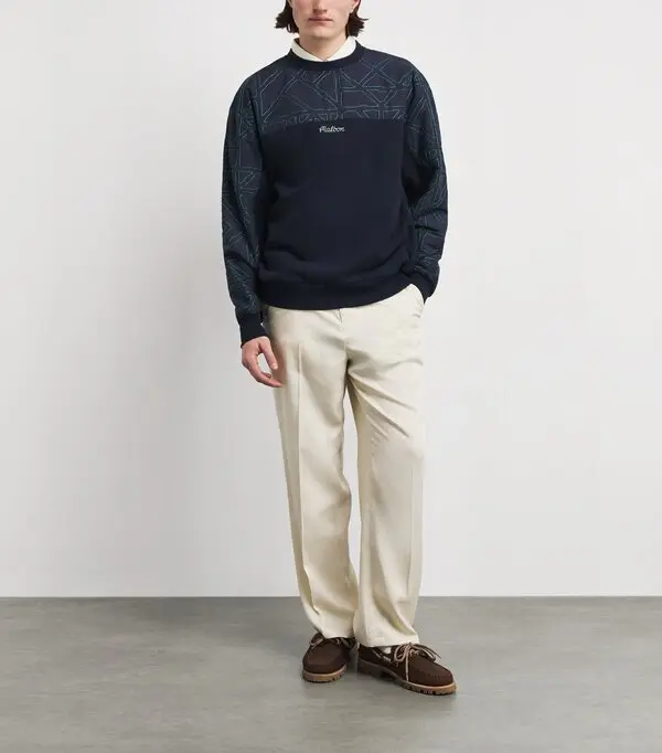 MALBON Tierra Crewneck Sweatshirt With Embroidered Panel