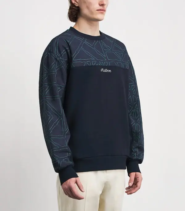 MALBON Tierra Crewneck Sweatshirt With Embroidered Panel