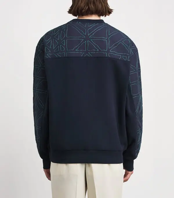 MALBON Tierra Crewneck Sweatshirt With Embroidered Panel