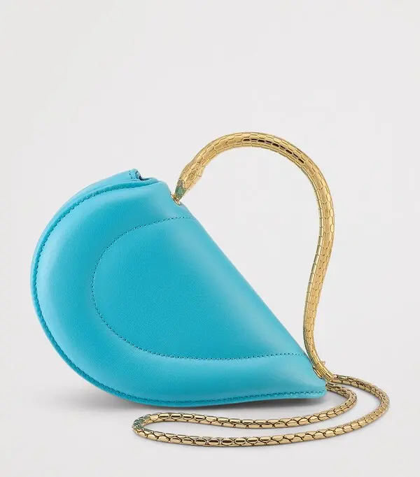 BVLGARI Mini Leather Serpenti Cuoricino Top-handle Bag - Turquoise
