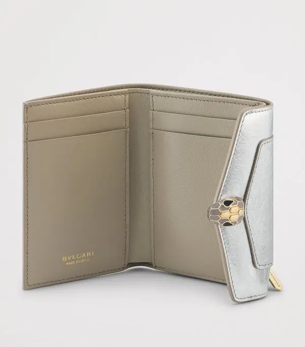 BVLGARI Metallic Leather Serpenti Forever Compact Wallet